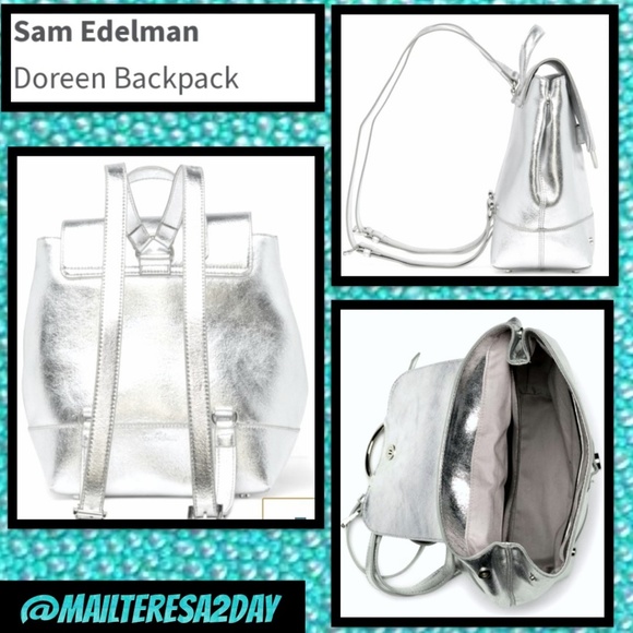 Sam Edelman | Bags | Nwt Sam Edelman Metallic Silver Doreen Backpack ...